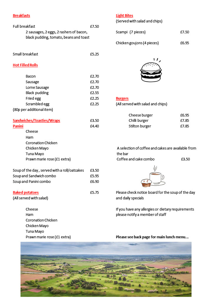 Menu - Brechin Golf Club